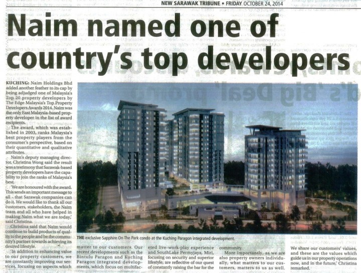 Naim named one of country’s top developers | Naim Holdings Berhad